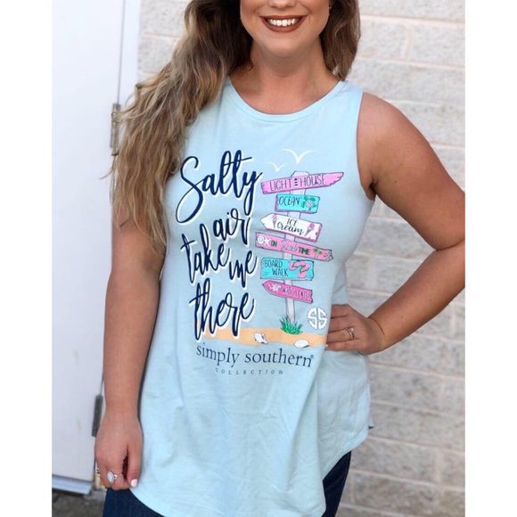 Simply Southern | Tops | Simply Southern Preppy Salty Beach Signs Xxl ...